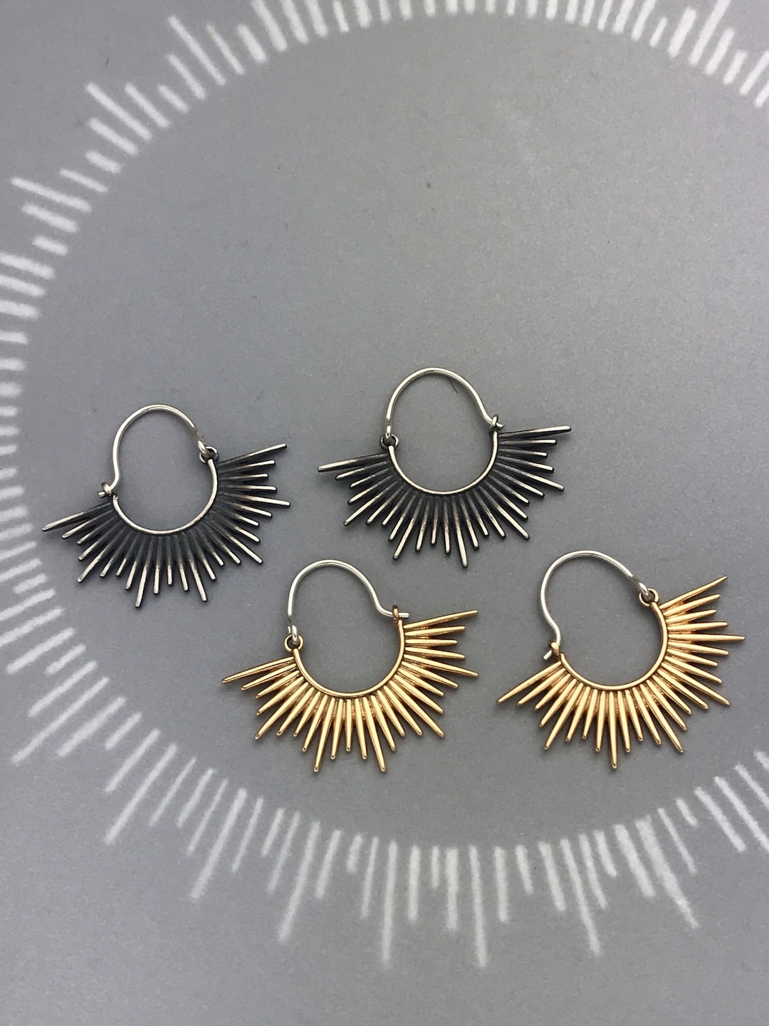 Mini Sun Ray Hoops, Sterling Silver Hoops, Bronze Hoops - Etsy