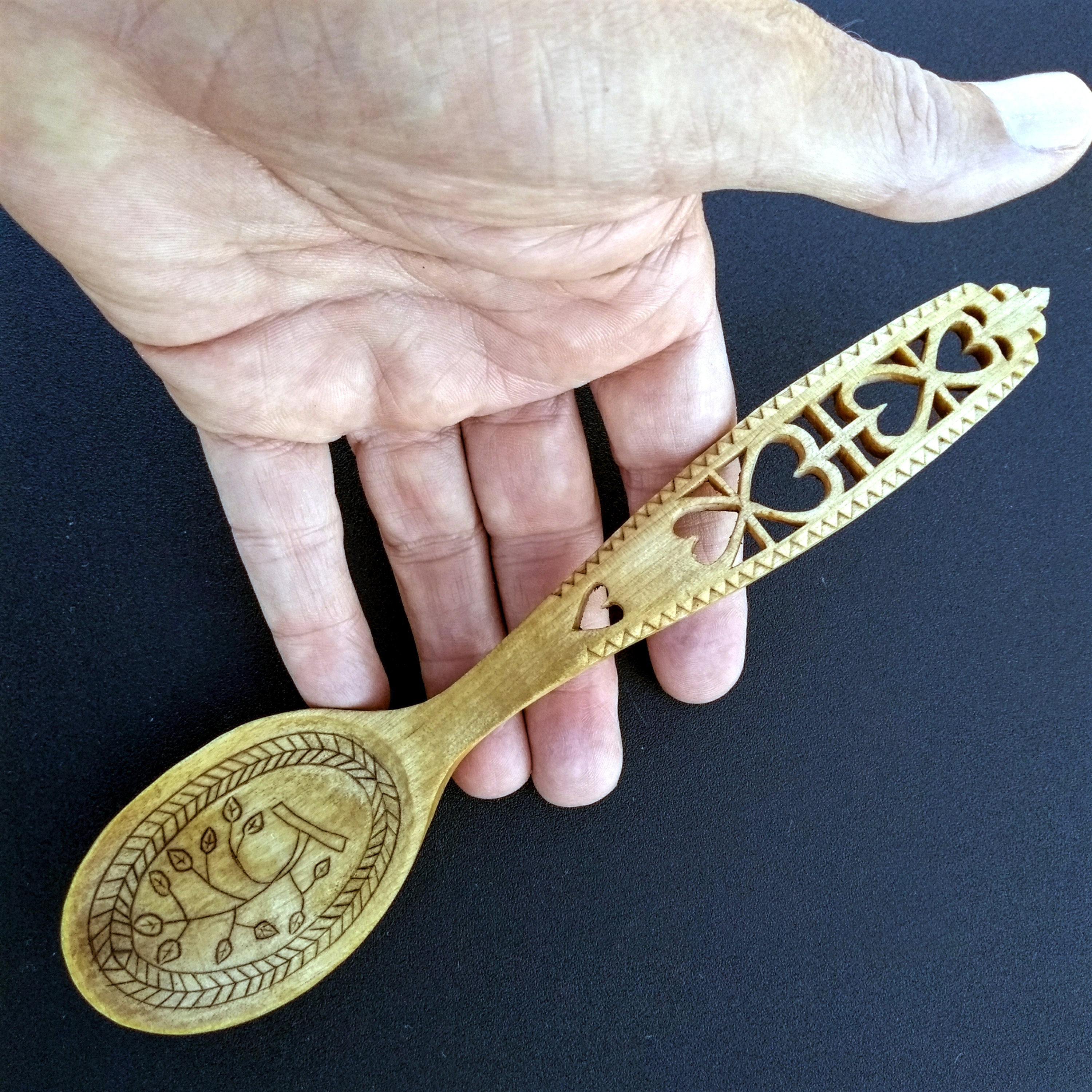 Hand Carved Wood Spoon, Scandinavian Romantic Gift Spoon, Lovespoon ...