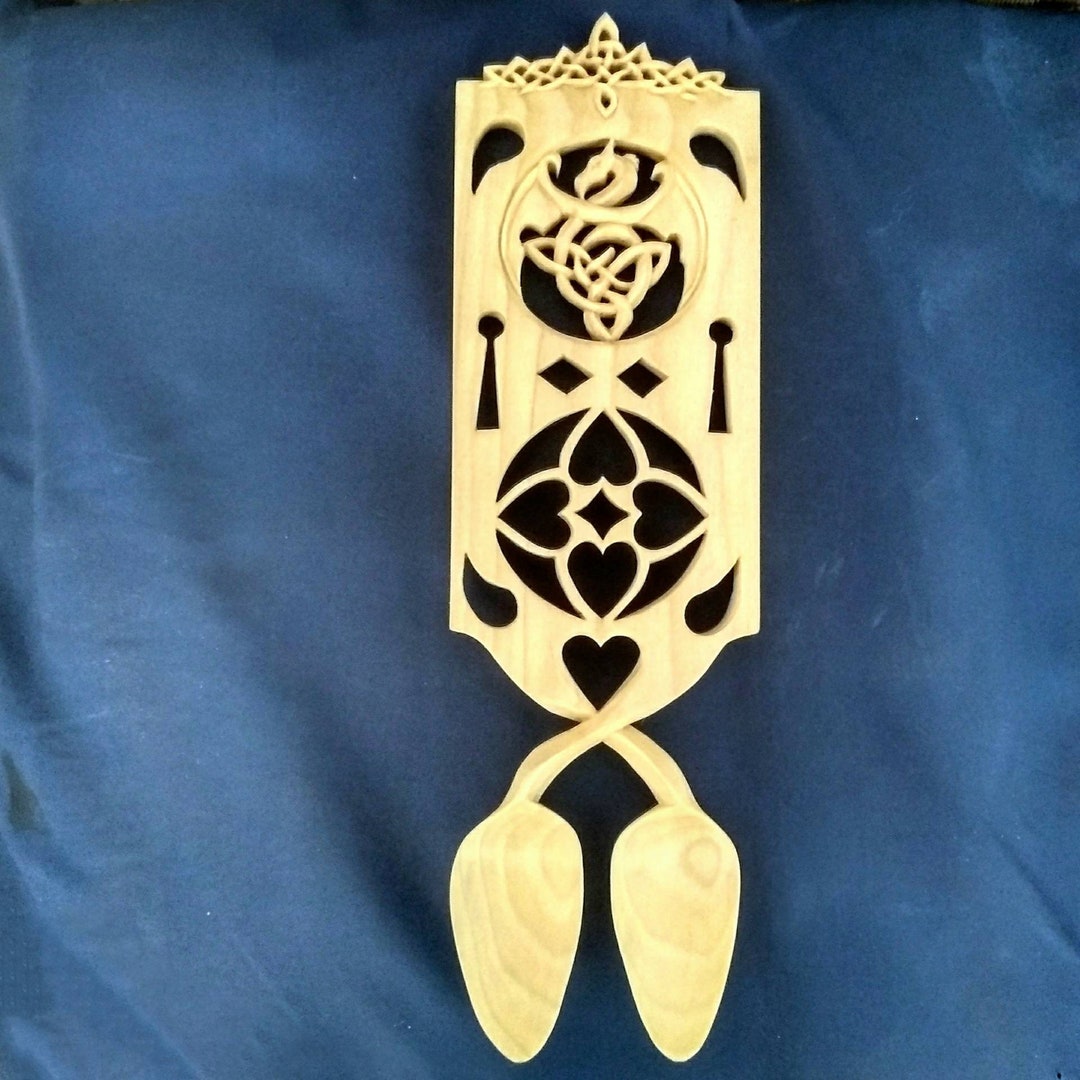 A Hand Carved Wood Spoon, Dyfodol, a Traditional Welsh Panel Love Spoon ...