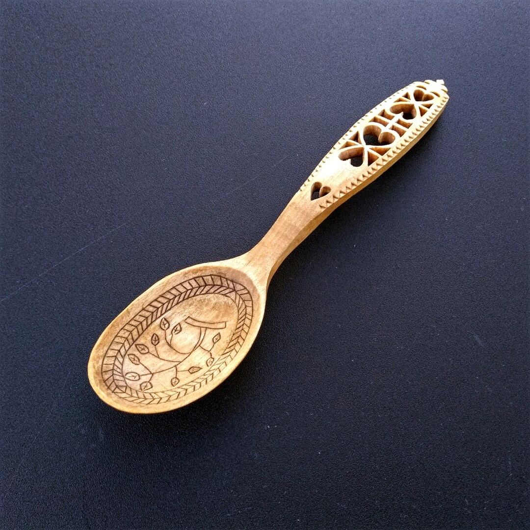 Hand Carved Wood Spoon, Scandinavian Romantic Gift Spoon, Lovespoon ...