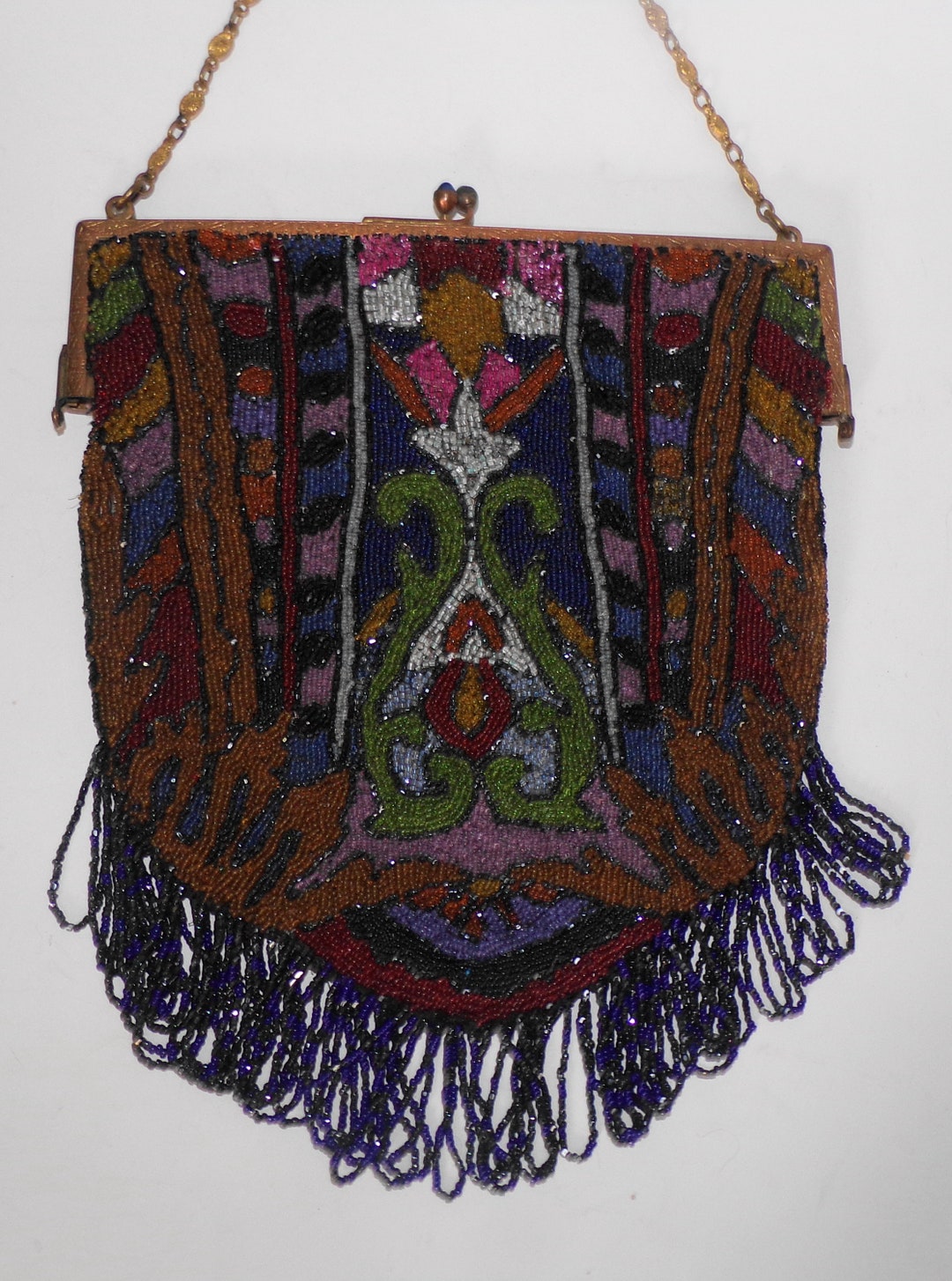 Vintage Flapper Era Multi Colored Glass Beaded Purse Handbag - Etsy