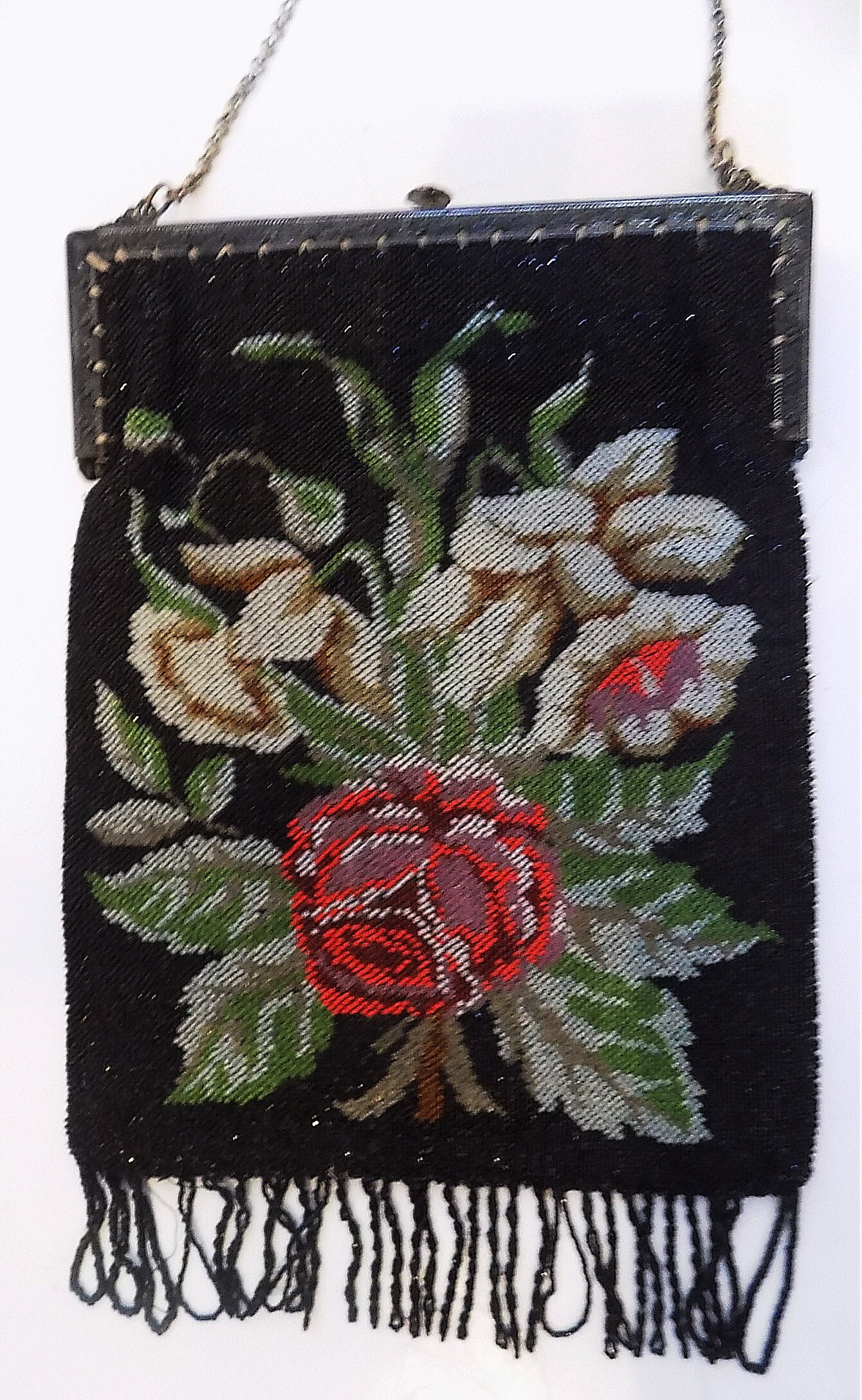 Antique Vintage Glass Beaded Purse Roses Daffodils Floral Handbag - Etsy