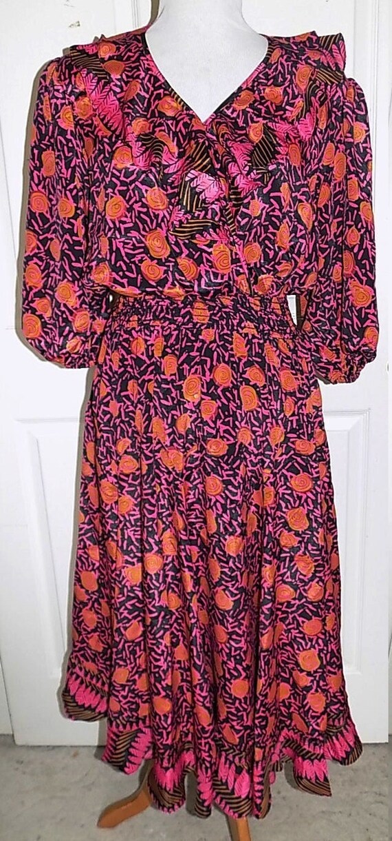 Diane Freis 1980's pink Floral Pleated skirt and knit… - Gem