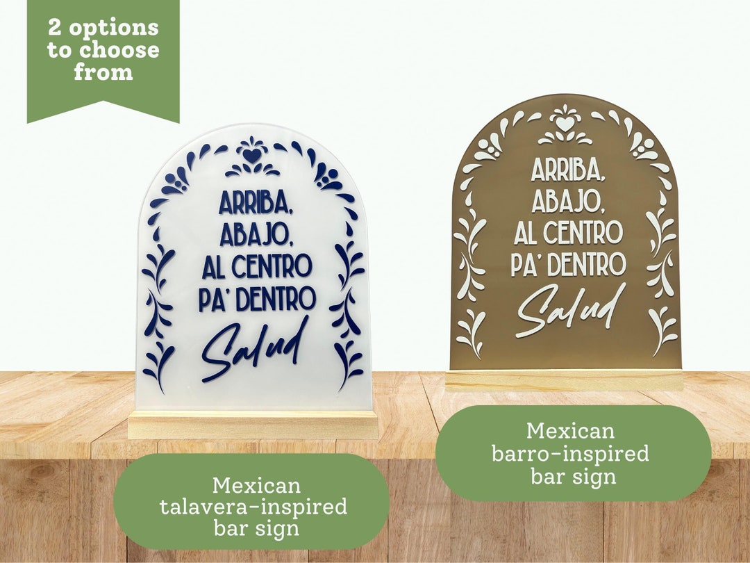 Mexican Barro Talavera-inspired Bar Signs for Weddings Birthdays 8x10 ...
