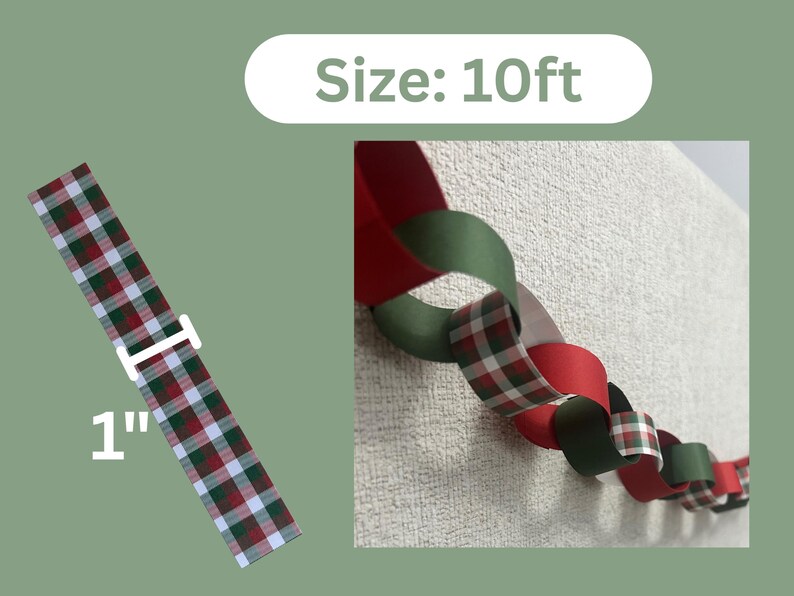 Christmas Paper Chain Garland - 10 Feet Long - DIY Garland Kit ...