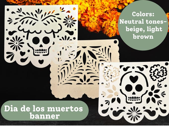 Día De Los Muertos Papel Picado Banner - Ofrenda Dia De Los Muertos ...