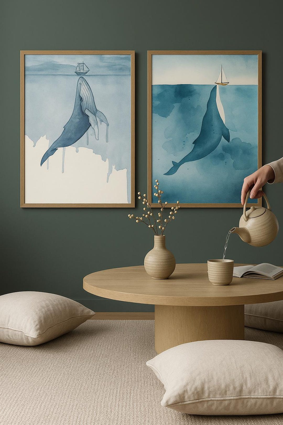 Whale Watercolor Posters Set, Summer Poster, House Decor, Minimalist ...