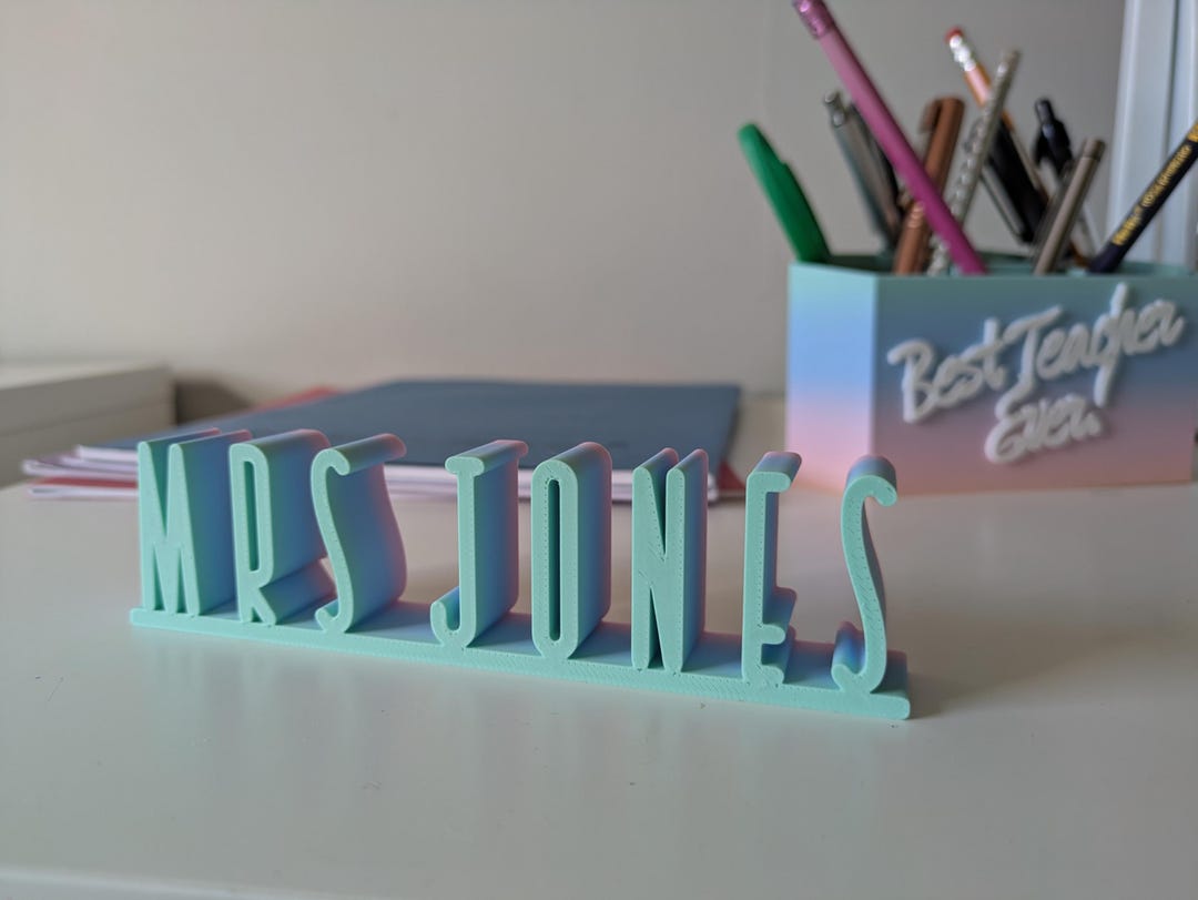 Personalised Tall, Thin Font ("bodrum") Desk Name Plate, Ideal for ...