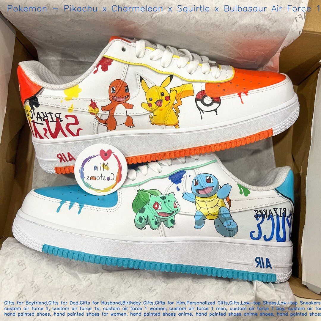 Pokemon Pikachu X Charmeleon X Squirtle X Bulbasaur Air Force 1 Custom ...