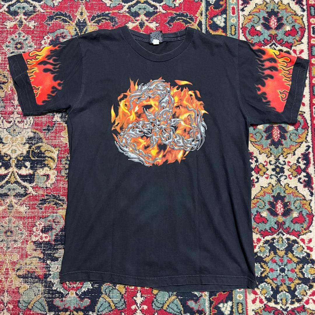Vintage Y2K Heavy Metal Flames Graphic T-shirt Size L - Etsy