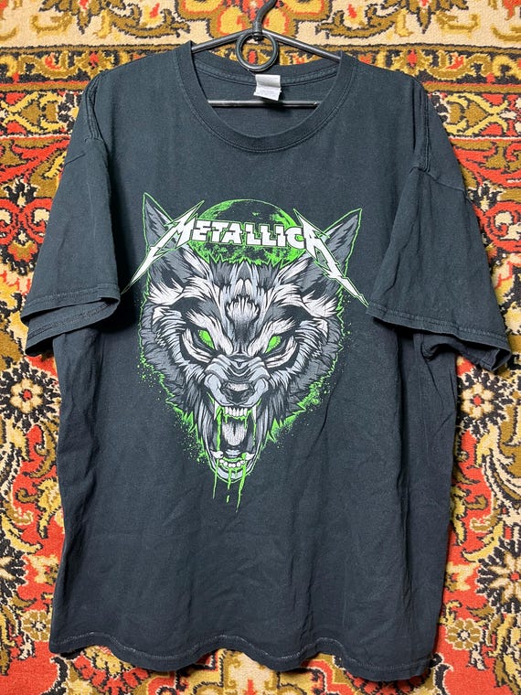 Metallica Wolf Graphic T Shirt Heavy Metal Band Tee B… - Gem