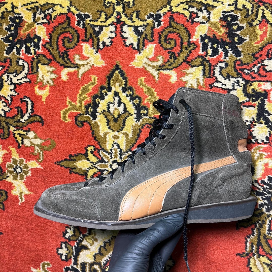 Vintage Puma 70s Suede Mid Boots Brown Stripe Size 9.5 - Etsy