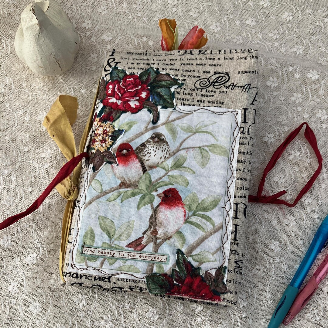 Fabric Notebook Cover, Handmade Journal Portfolio, 5.5x8.3 Lined ...