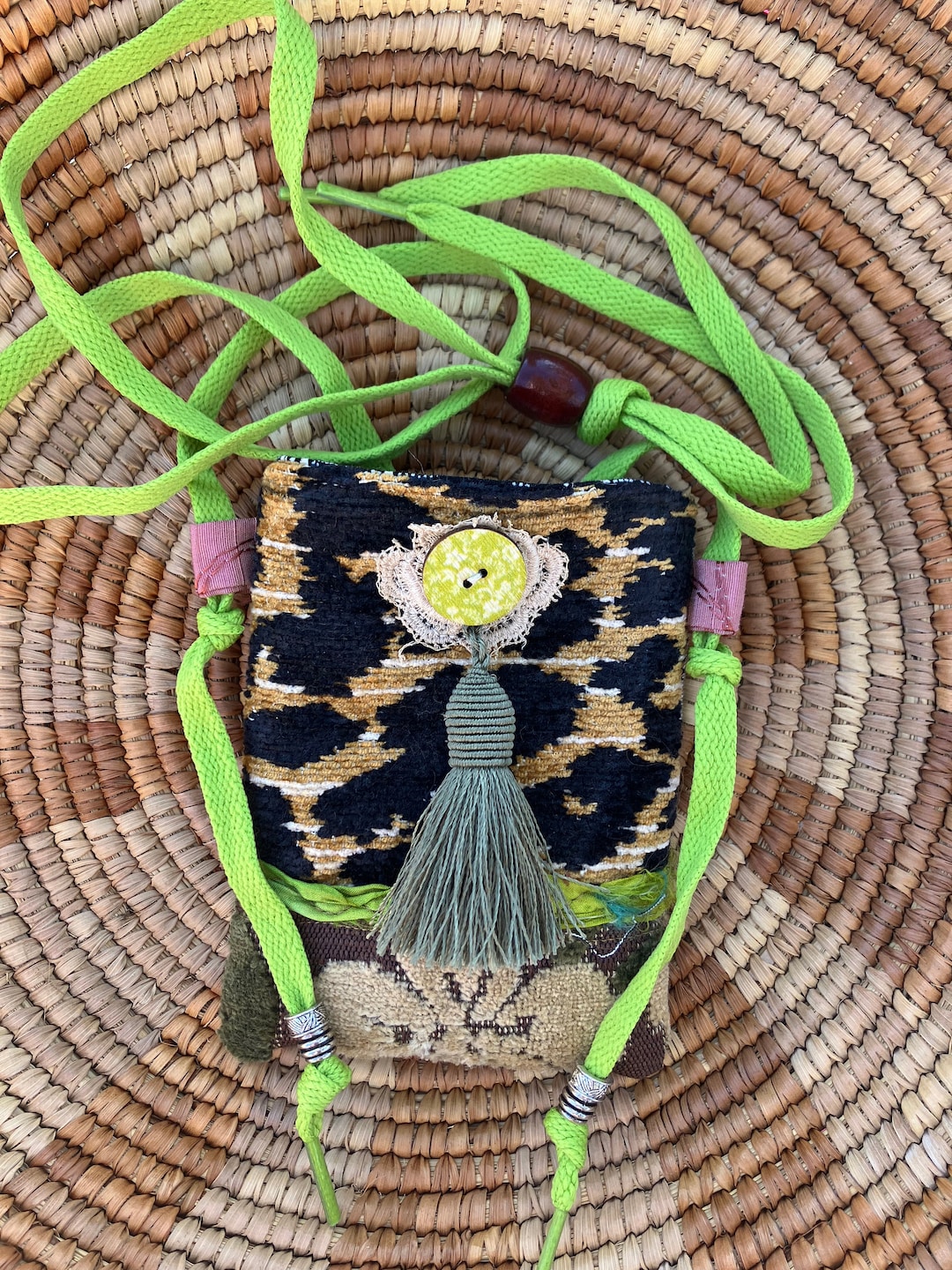 Boho Fabric Necklace Pouch, Textile Amulet, Art to Wear - Etsy