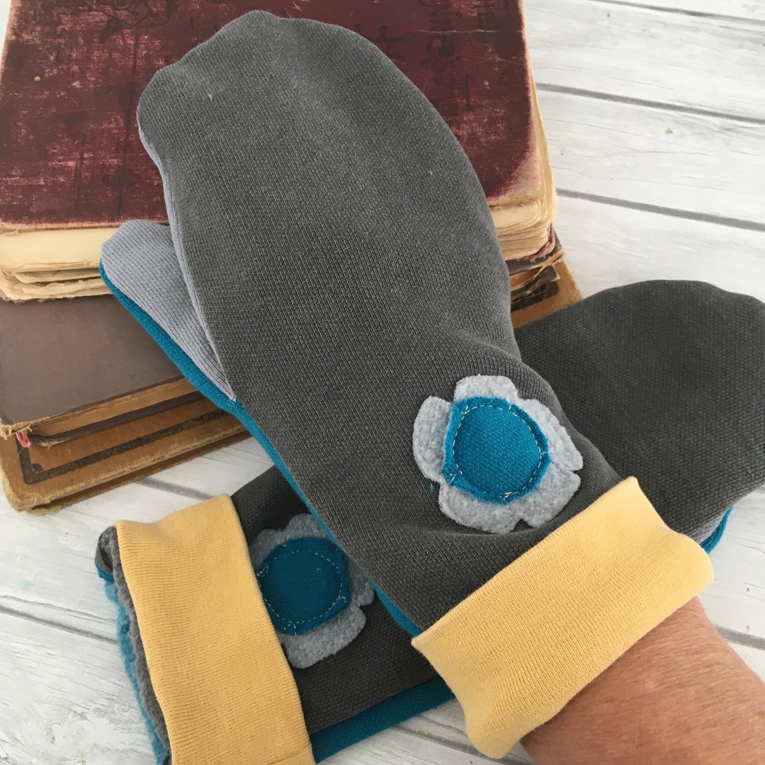 Cotton Lightweight Mittens, Unlined, Dark Grey, Handmade From a ...
