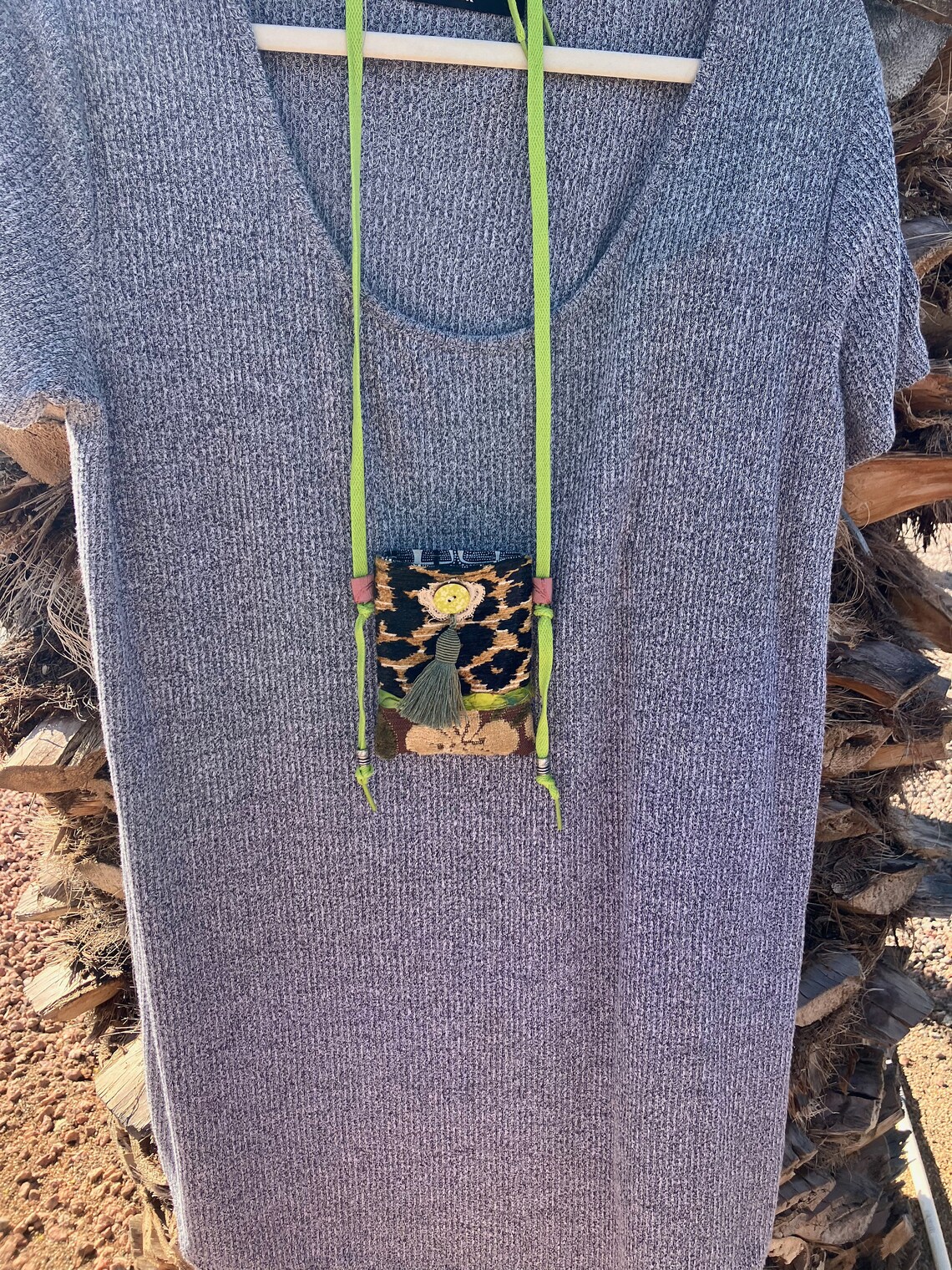 Boho Fabric Necklace Pouch, Textile Amulet, Art to Wear - Etsy