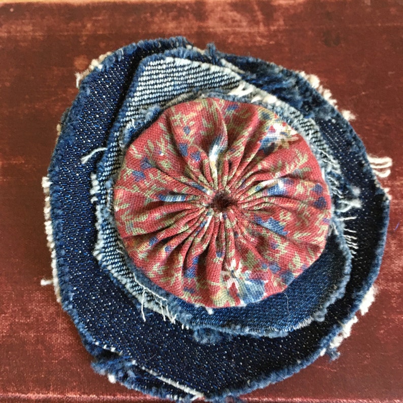 Denim Layered Flower Pin Flower Fabric Brooch Pin for Lapel - Etsy