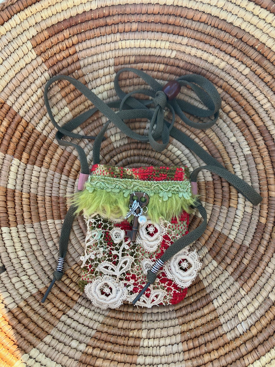 Boho Fabric Amulet Necklace Pouch, Textile Art to Wear - Etsy