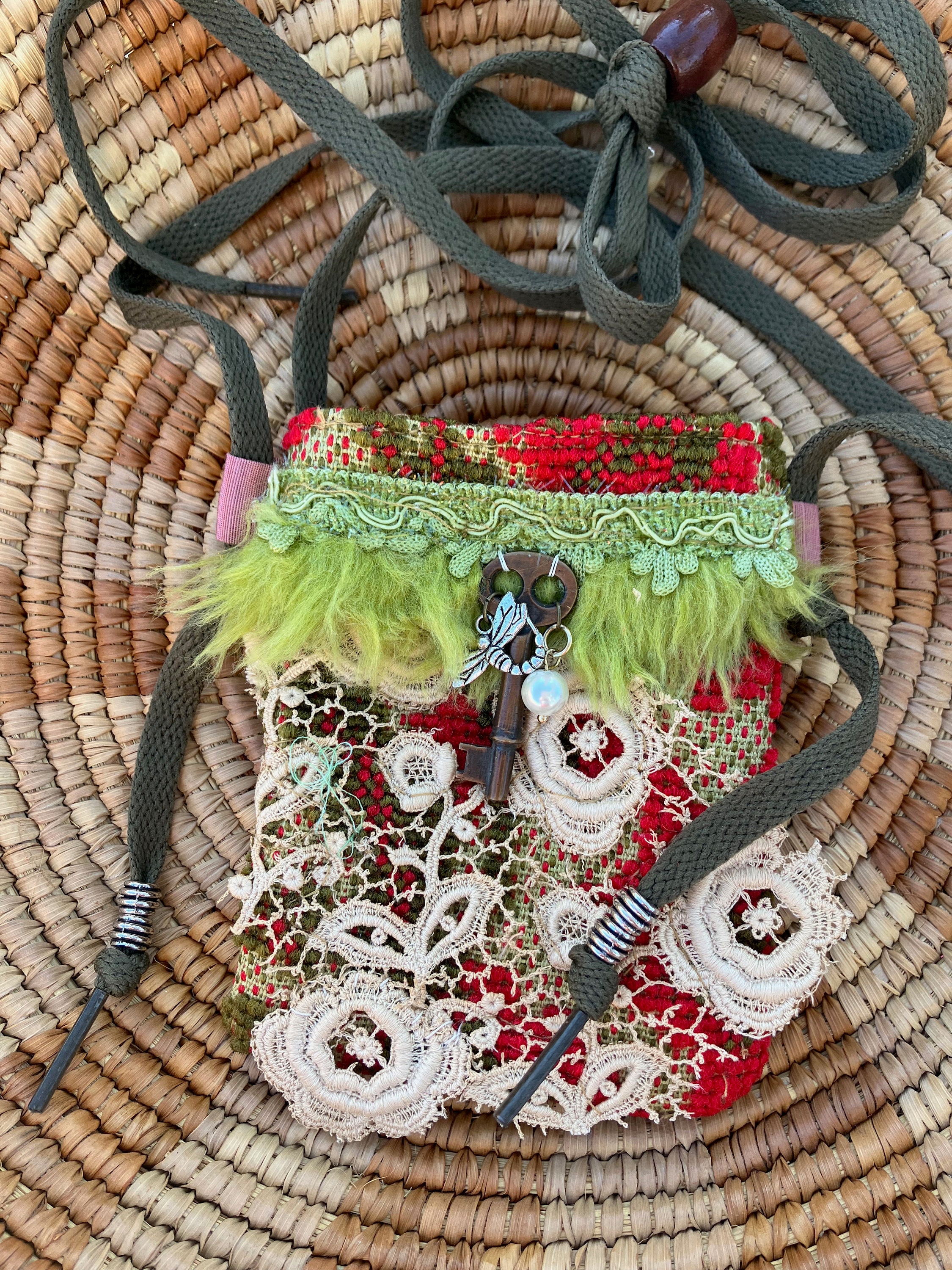 Boho Fabric Amulet Necklace Pouch, Textile Art to Wear - Etsy