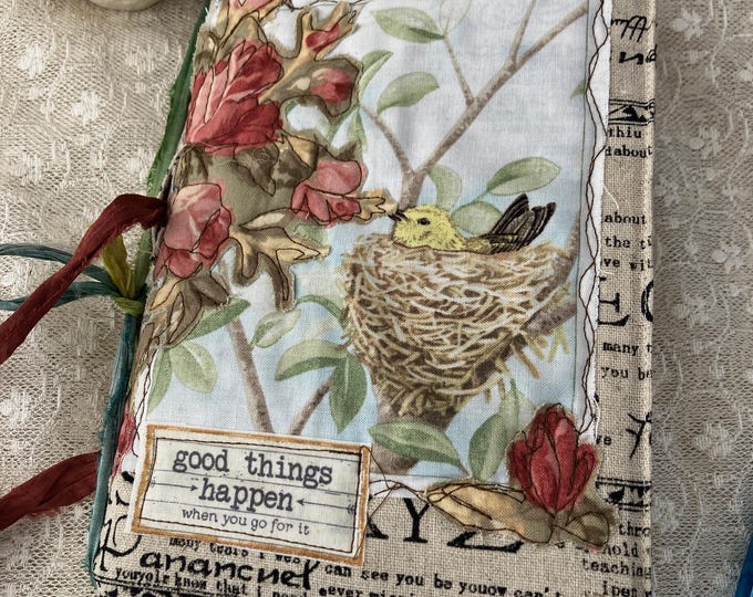 Fabric Notebook Cover, Handmade Journal Portfolio, 5.5x8.3" Lined ...