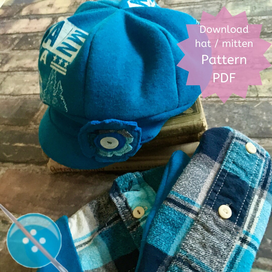 Sewing Pattern for Newsboy Hat and Mittens Made From a Thrifted ...