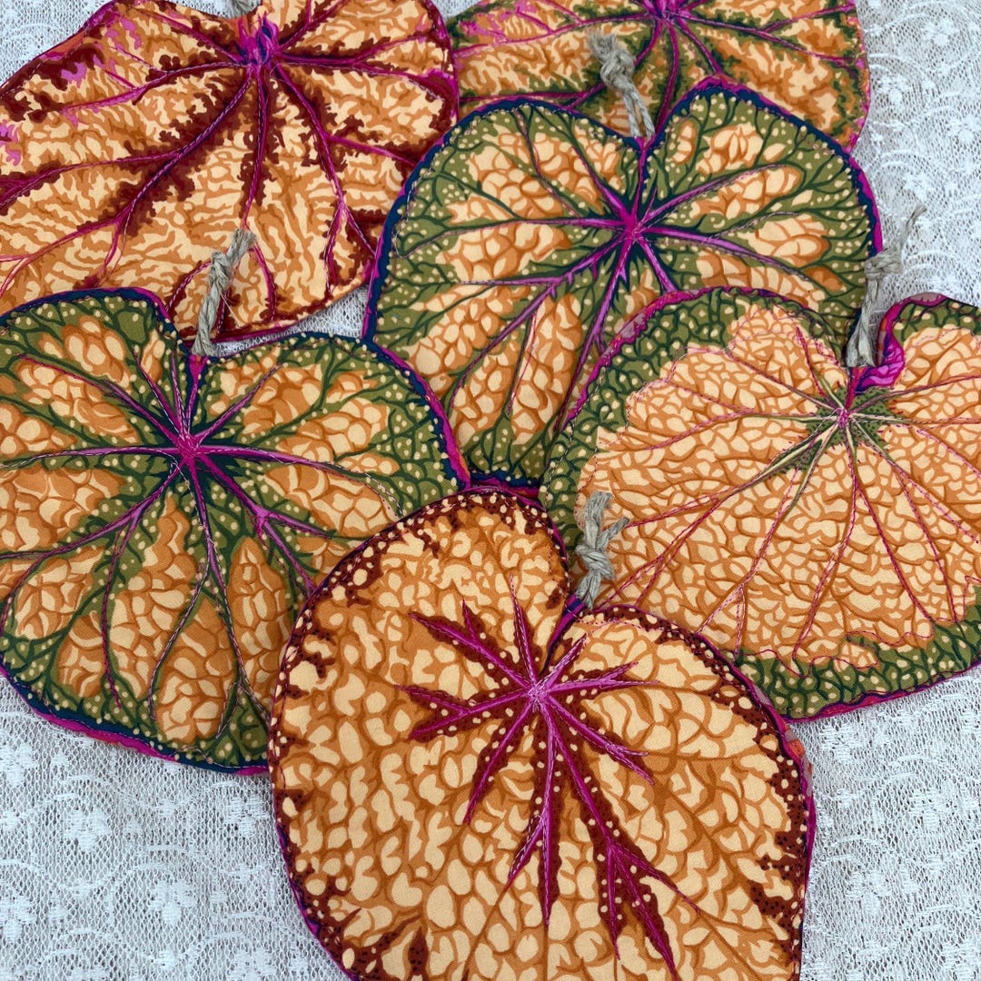 Leaf Coasters, Set of 2, Fall Mug Rugs, Quilted and Free-motion ...