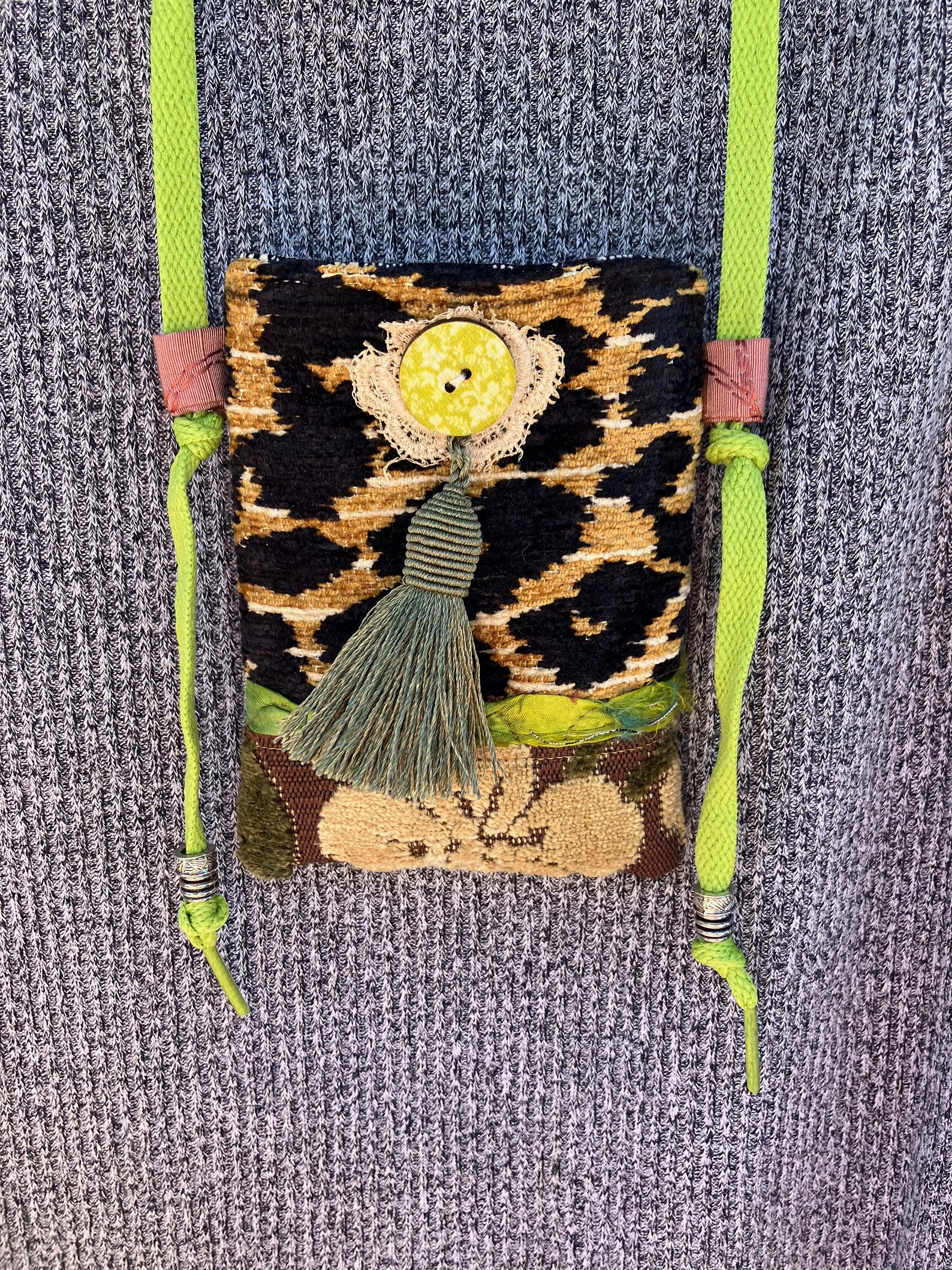 Boho Fabric Necklace Pouch, Textile Amulet, Art to Wear - Etsy