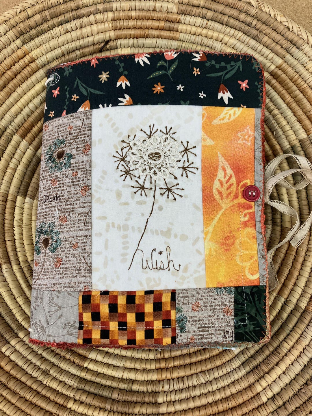 Fabric Covered Art Journal, Included Two Inserts, Fauxdori, Dandelion ...