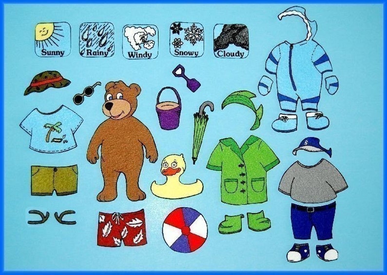 Mr. Weather Bear Dress up - Felt Board Set / Felt Paper Dolls - Etsy