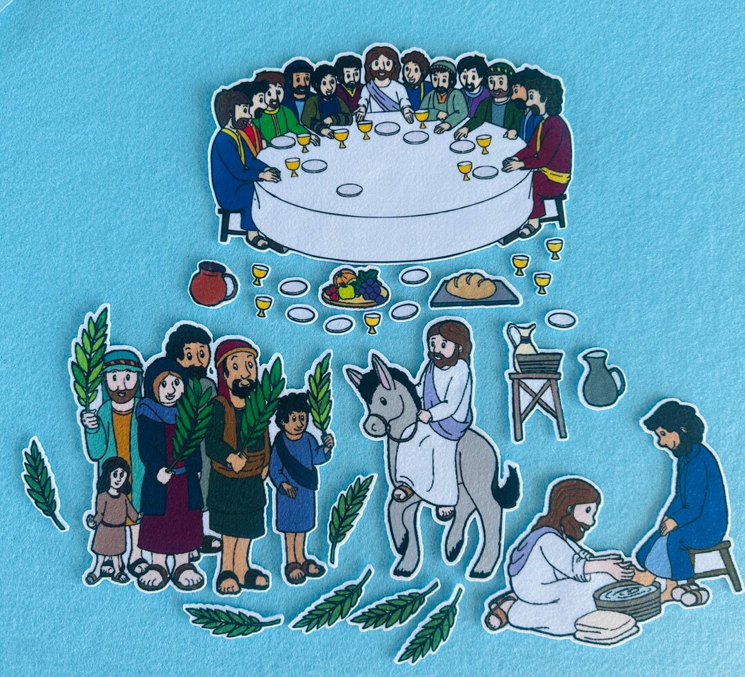 Easter #1 Palm Sunday and Last Supper Felt/ Flannel Board Set. Bible ...