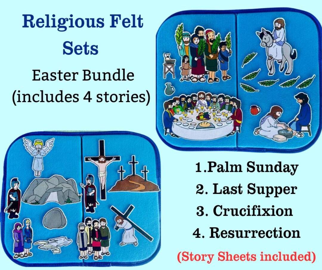 Easter Bundle. 4 Religious Felt Board Bible Stories. Holy Week. Palm ...