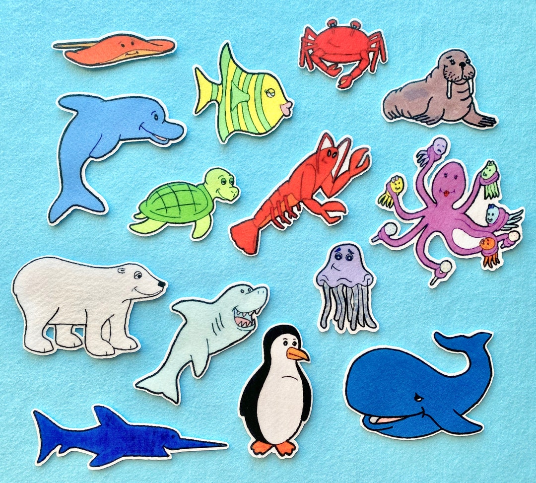 Ocean Animals Creatures -commotion in the Ocean -felt Board Set - Etsy