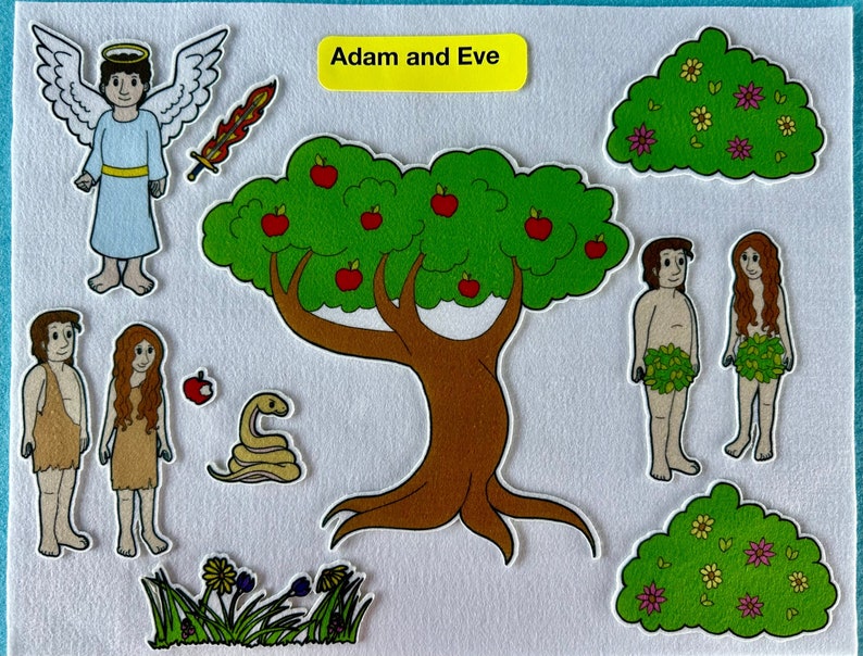 Adam and Eve Felt/ Flannel Board Set. Bible Stories. Sunday School. VBS ...