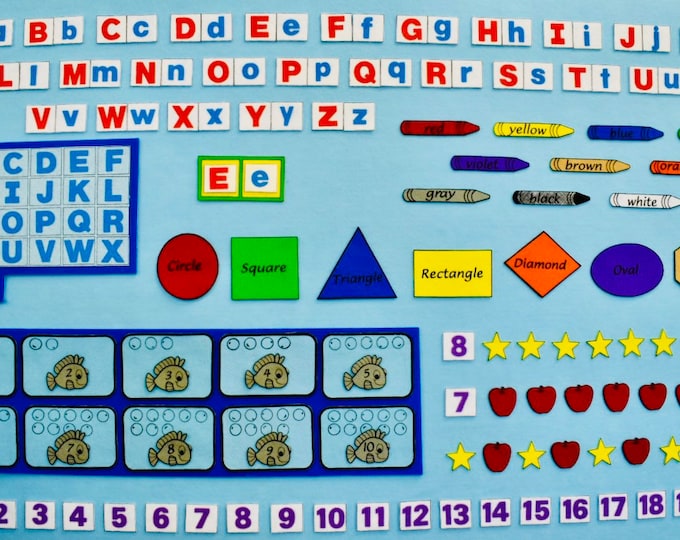 Basic Learning Skills Felt Board Set . Includes Letters, Numbers ...