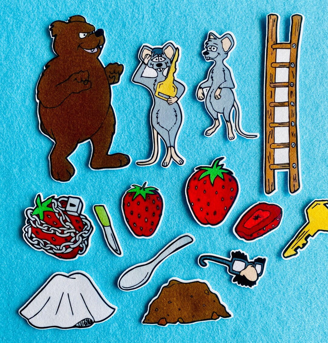 Little Mouse Red Ripe Strawberry Big Hungry Bear Felt Flannel Board ...
