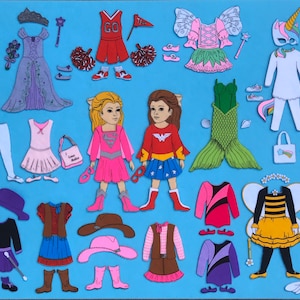 Playing Dress up for Girls -felt Board Set- Includes 2 Dolls to Dress ...