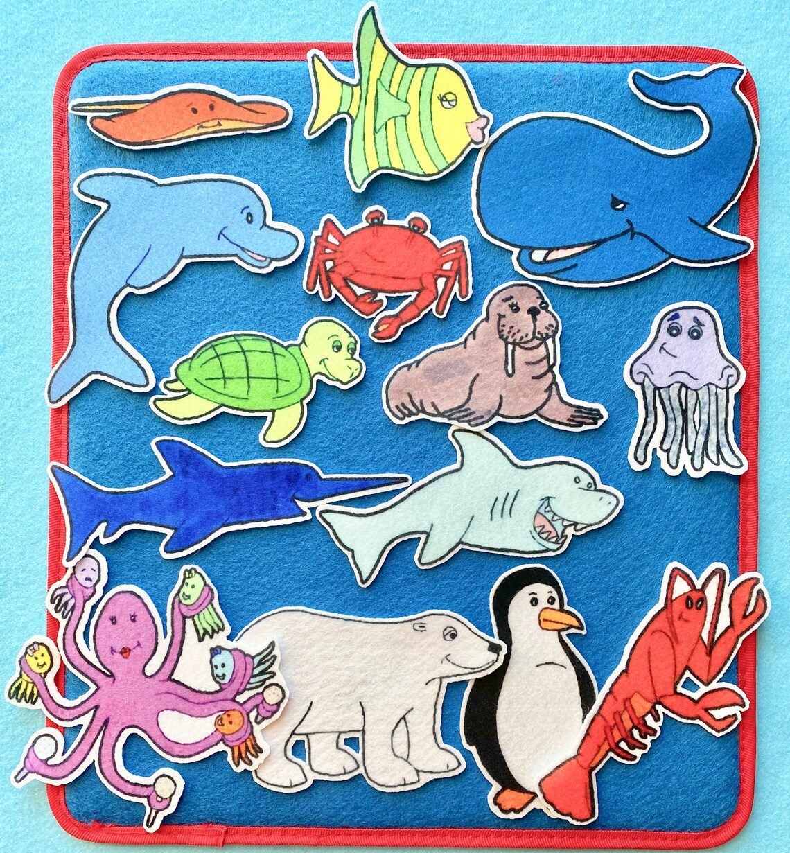 Ocean Animals Creatures commotion in the Ocean felt Board - Etsy