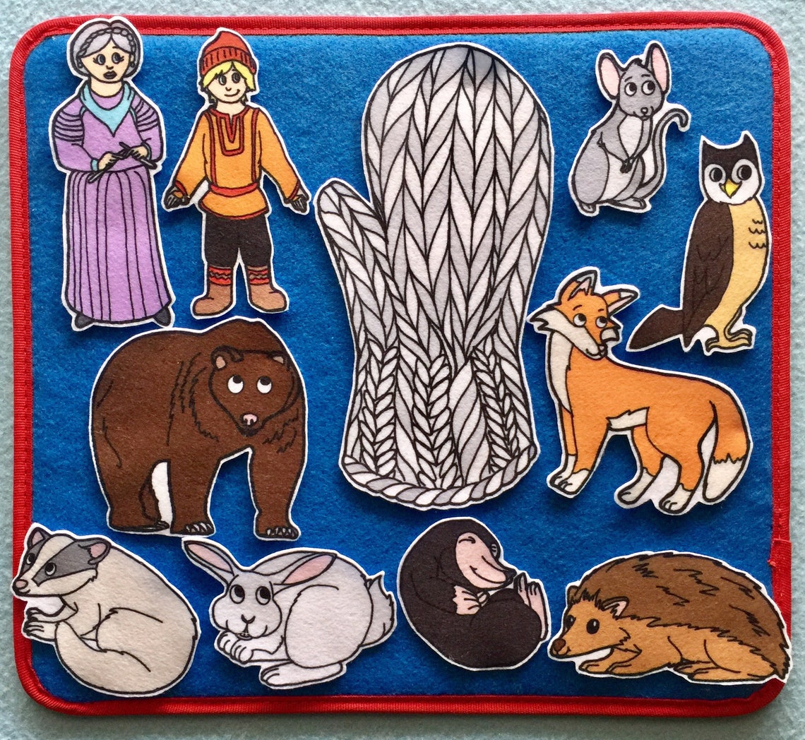 The Mitten Felt Board Story W Animals. Popular Children's Folktale ...