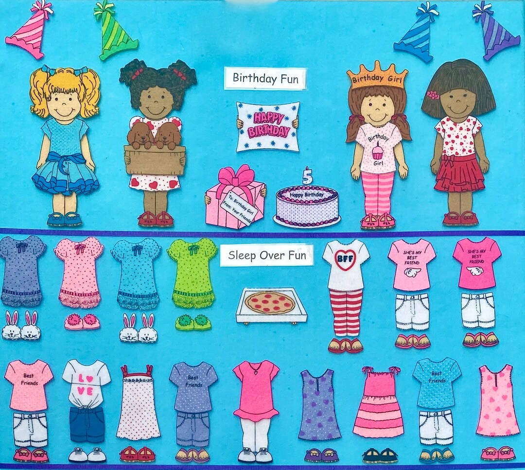Best Friends Felt Board / Flannel Board Set. Includes 8 Girls to Dress ...