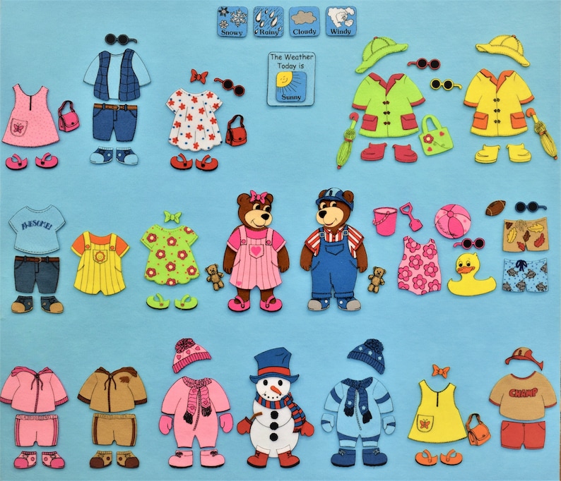 The Weather Bears Felt Board Set. Includes 2 Adorable Bears to Dress ...