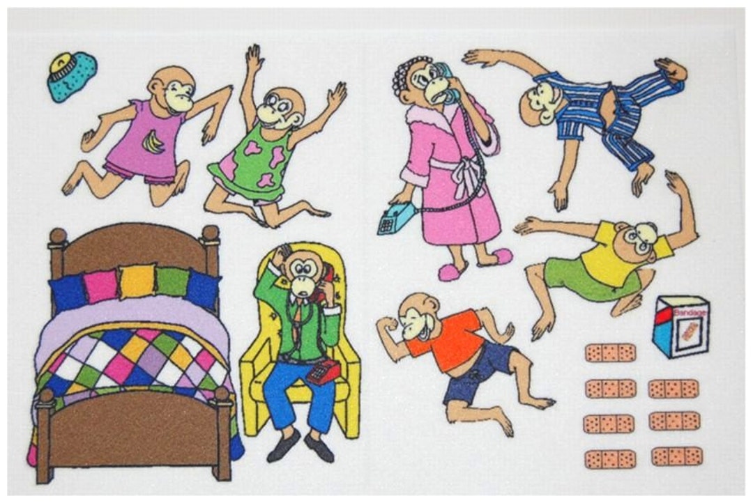 5 Little Monkeys Jumping on the Bed - Felt Board Set - Flannel Board ...
