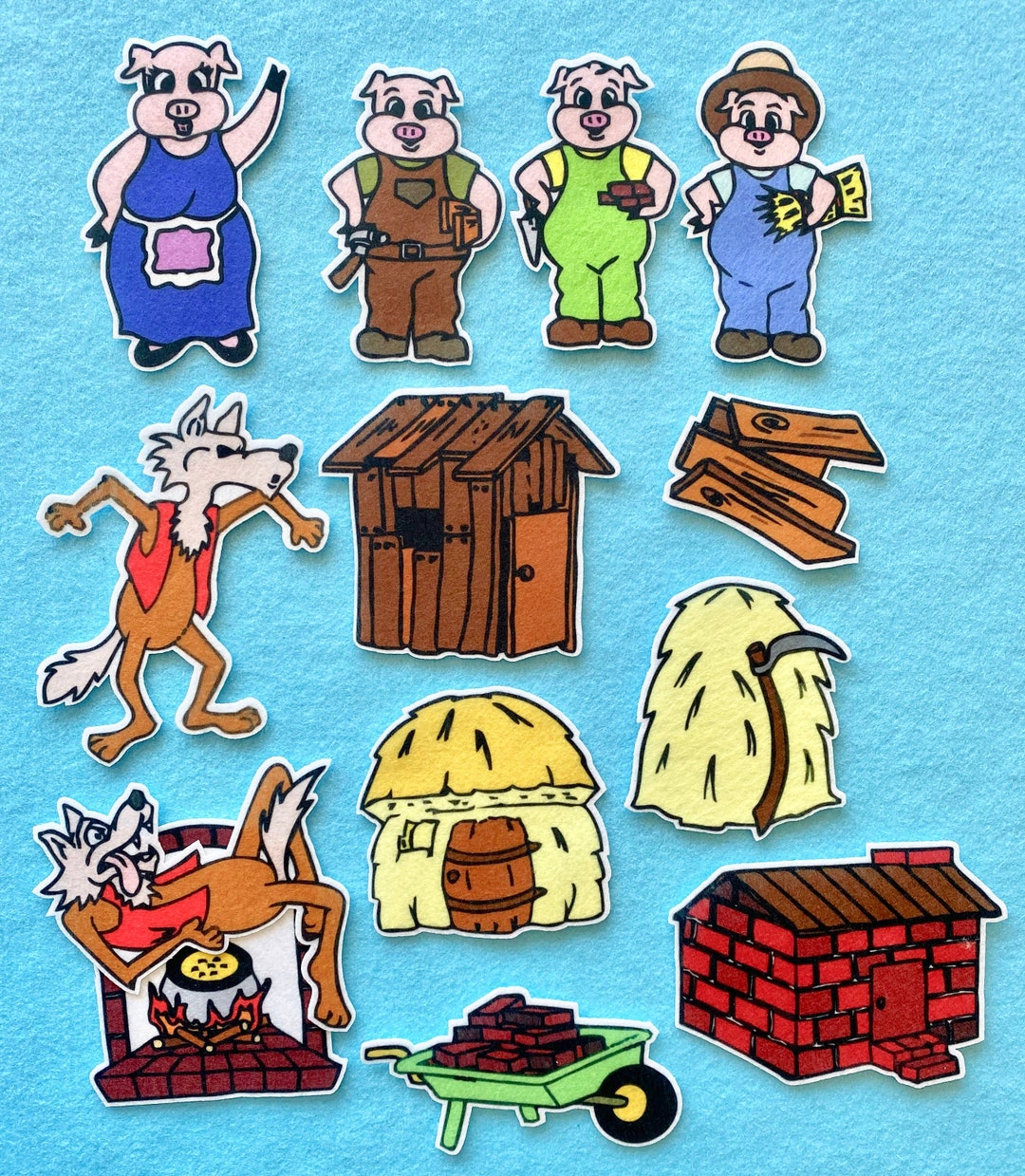 The 3 Little Pigs Felt Board Story . Flannel Board Set. Teacher ...