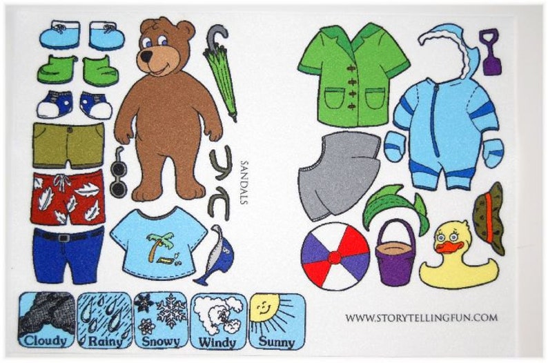 Mr. Weather Bear Dress up - Felt Board Set / Felt Paper Dolls - Etsy