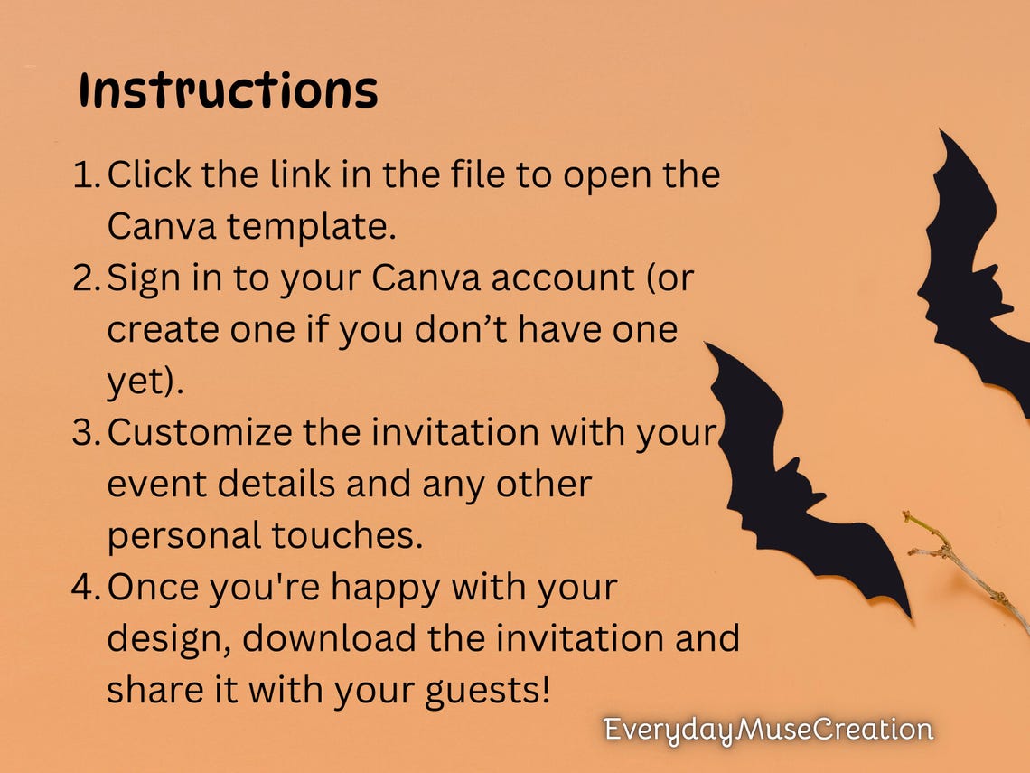 Printable Halloween Invitation, 5 X 7, Editable Canva Template Party ...