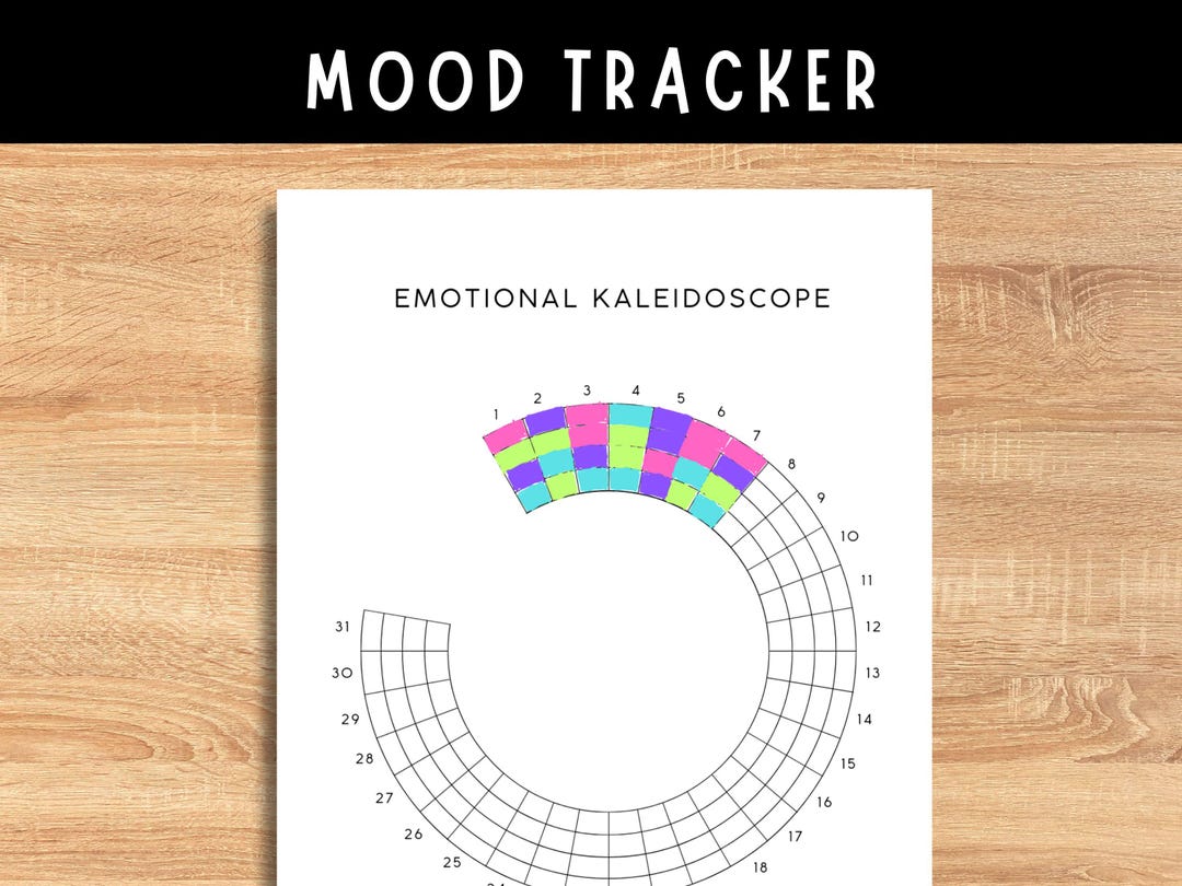 Printable Mood Tracker, Emotional Kaleidoscope Mental Health Tracking ...