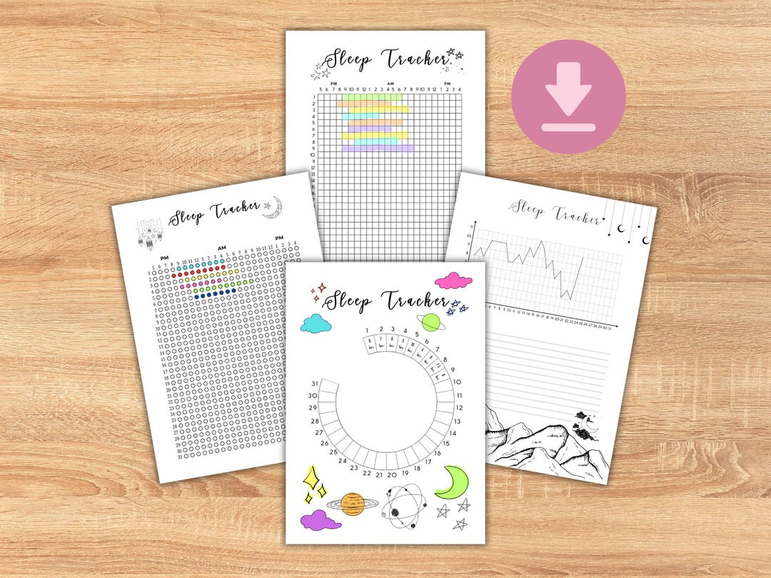 Printable Sleep Tracker Set of 4, A4, A5, 8.5x11 Letter Monthly Bullet ...