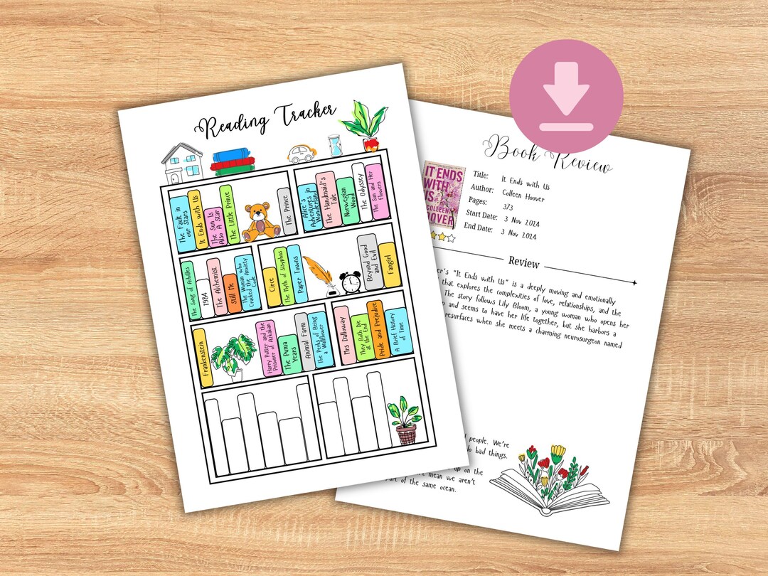 Printable Reading Log and Book Review, A4 A5 8.5x11 Letter Book Tracker ...