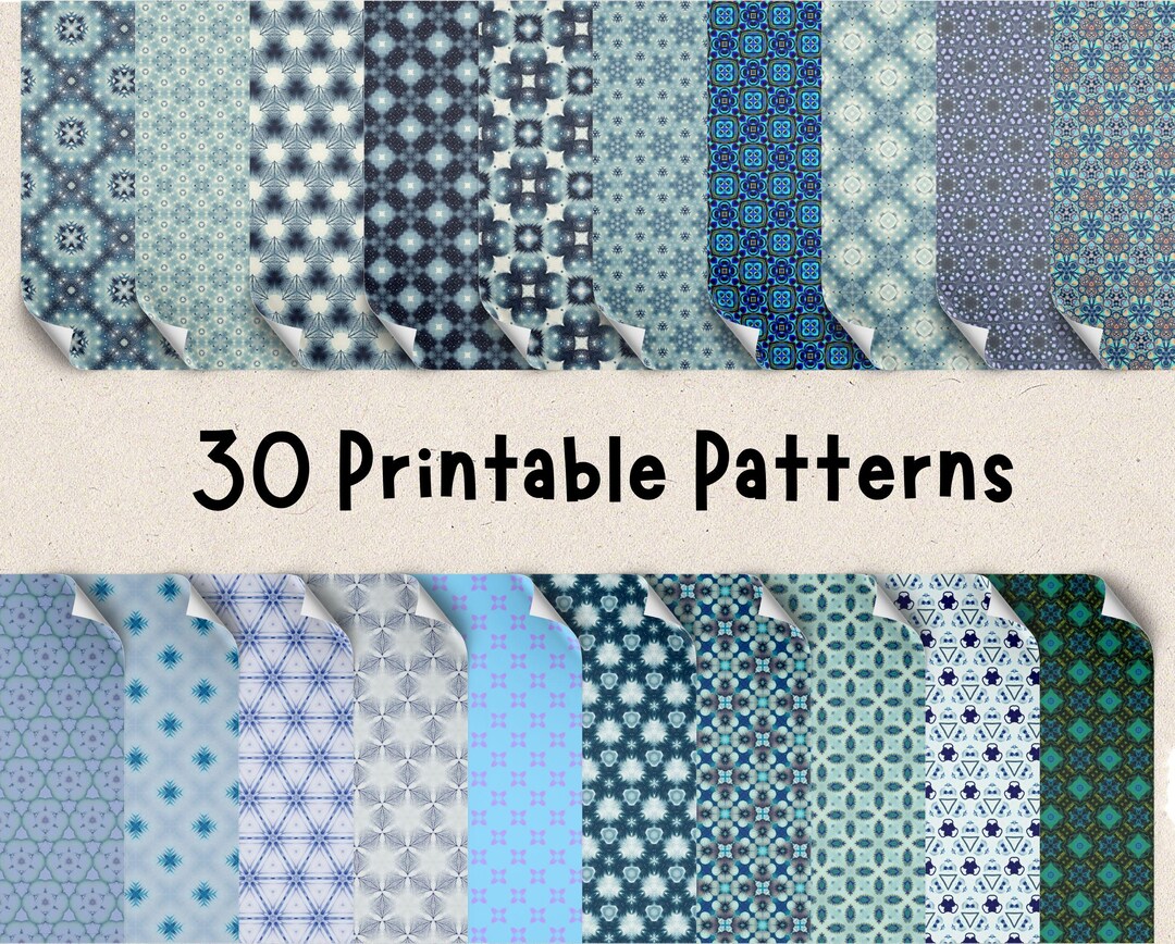 30 Unique Pattern Digital Paper Bundle, 12" X 12" Complex Designs ...