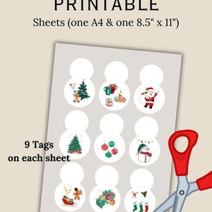 Printable Christmas Gift Tags Set, Nine Designs Bundle, Minimalist ...