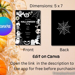 Printable Halloween Invitation, 5 X 7, Editable Canva Template Party ...
